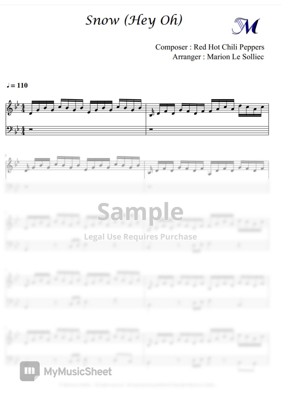Red Hot Chili Peppers - Snow (Hey Oh) Sheet by Marion Le Solliec
