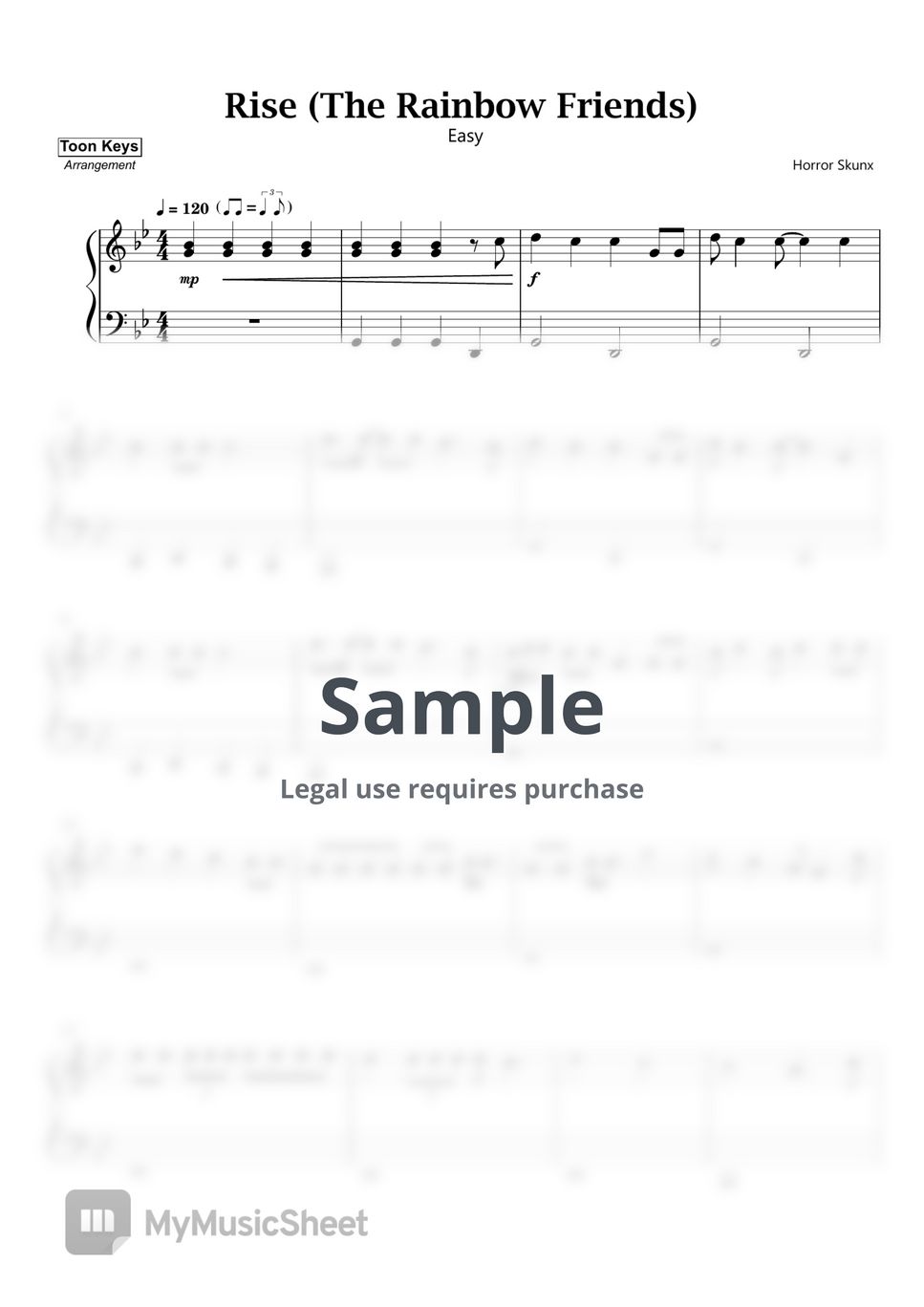 Horror Skunx - Rise (The Rainbow Friends) 악보 by Toon Keys