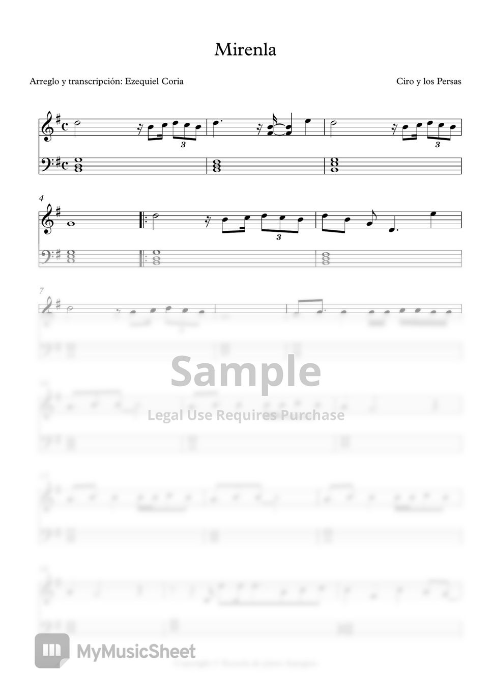 Ciro Y Los Persas - Mírenla Sheets by Ezequiel Coria