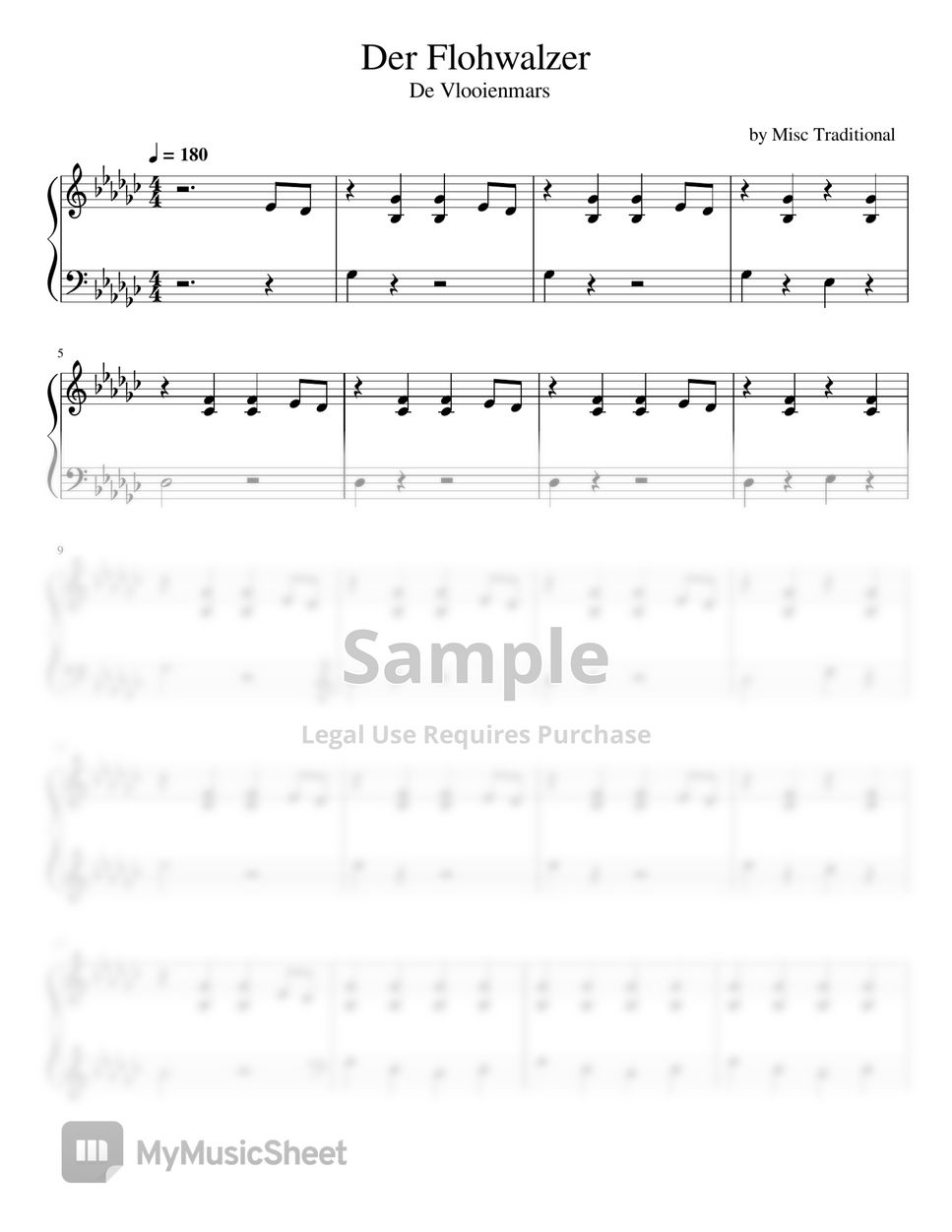 Misc Traditional - Der Flohwalzer (For Easy Piano) Sheet Music by poon