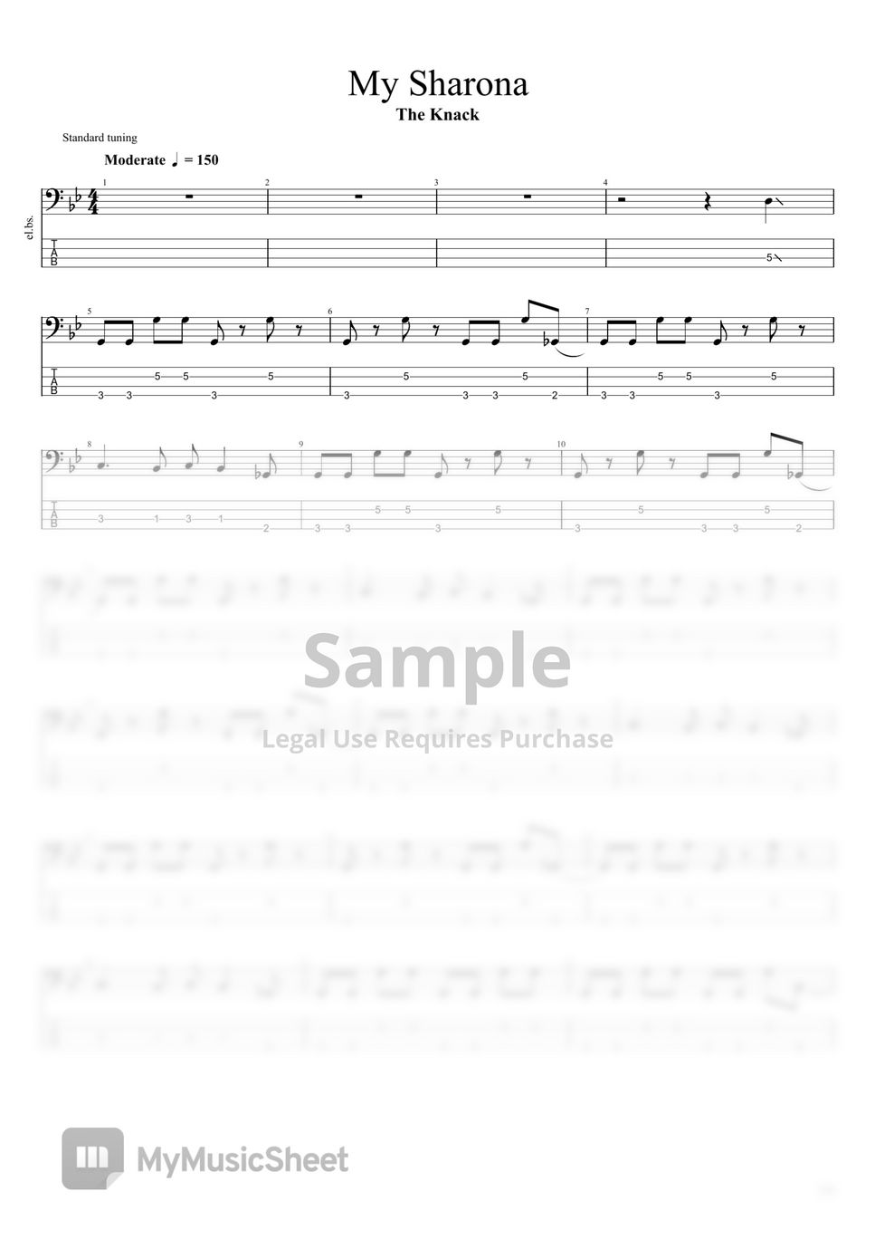 The Knack - My Sharona Sheet Music by pdb