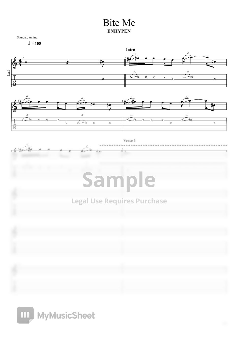 ENHYPEN - Bite Me Tab + 1staff by Rob Ethereal