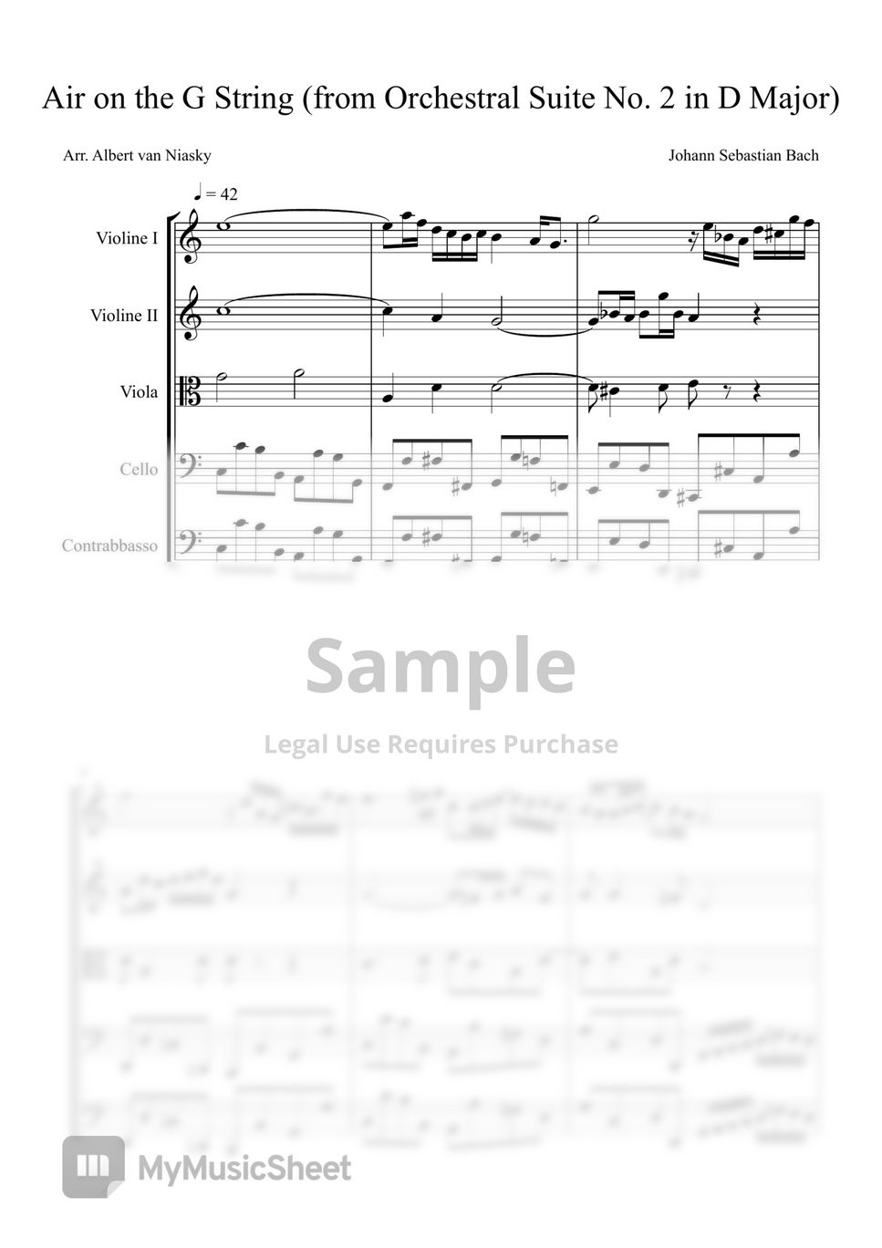 Albert van Niasky - J. S. Bach - Air on the G String - C major key (Classic Piano) 曲谱 by Albert ...