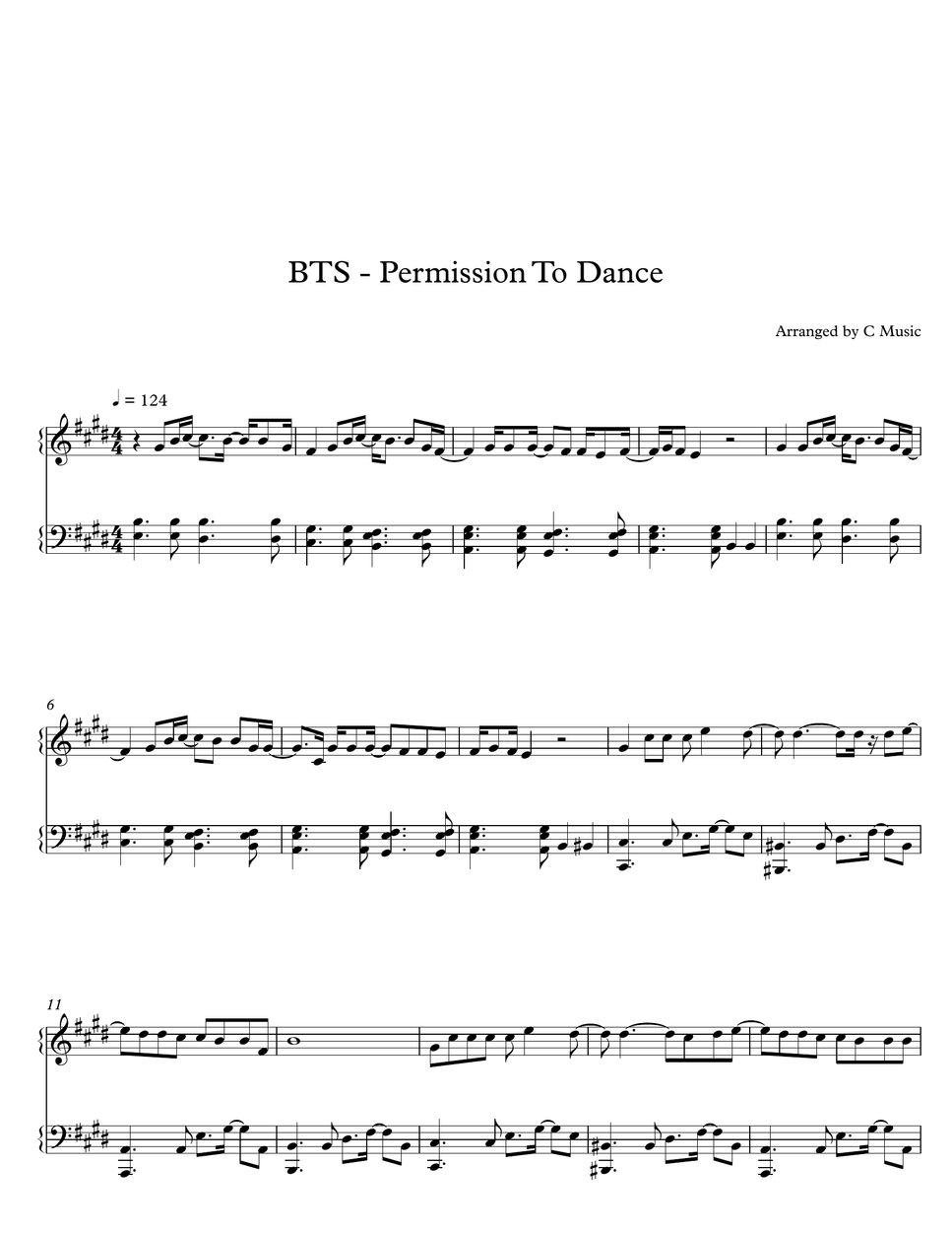 BTS 방탄소년단 - Permission to Dance Partition musicale by C Music
