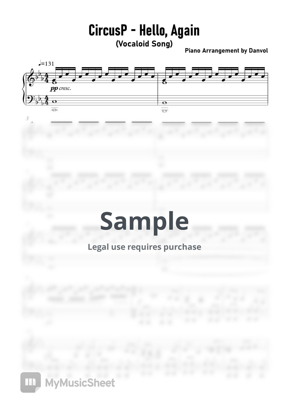 CircusP - Hello, Again (Dedicated to Miku Hatsune) Sheet Music by Danvol