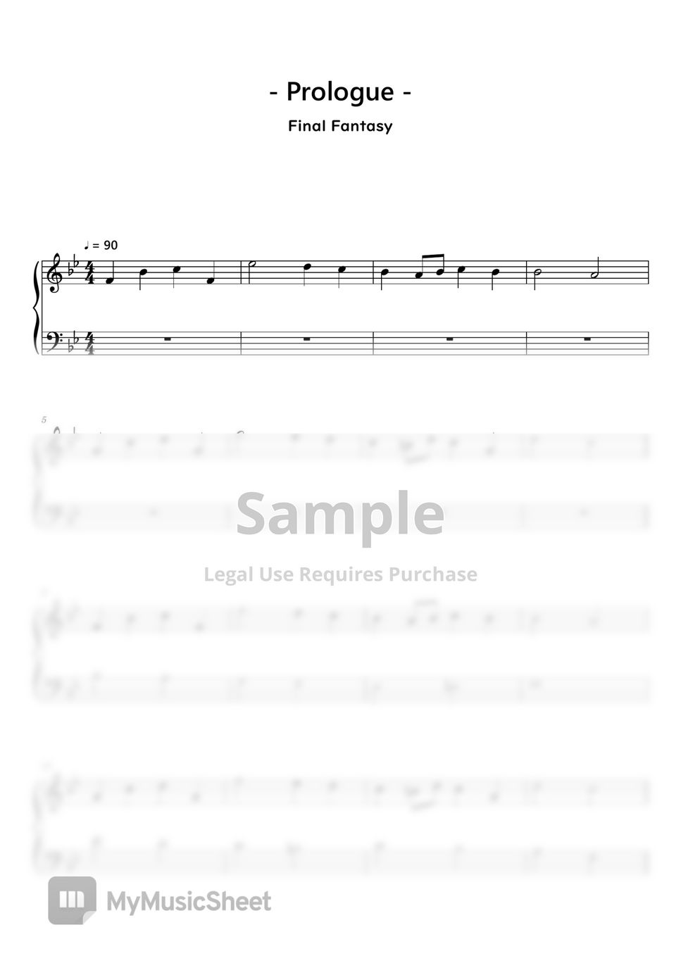 Final Fantasy - Prologue (Piano Collection) (Sheet Music, MIDI,) 악보 by sayu