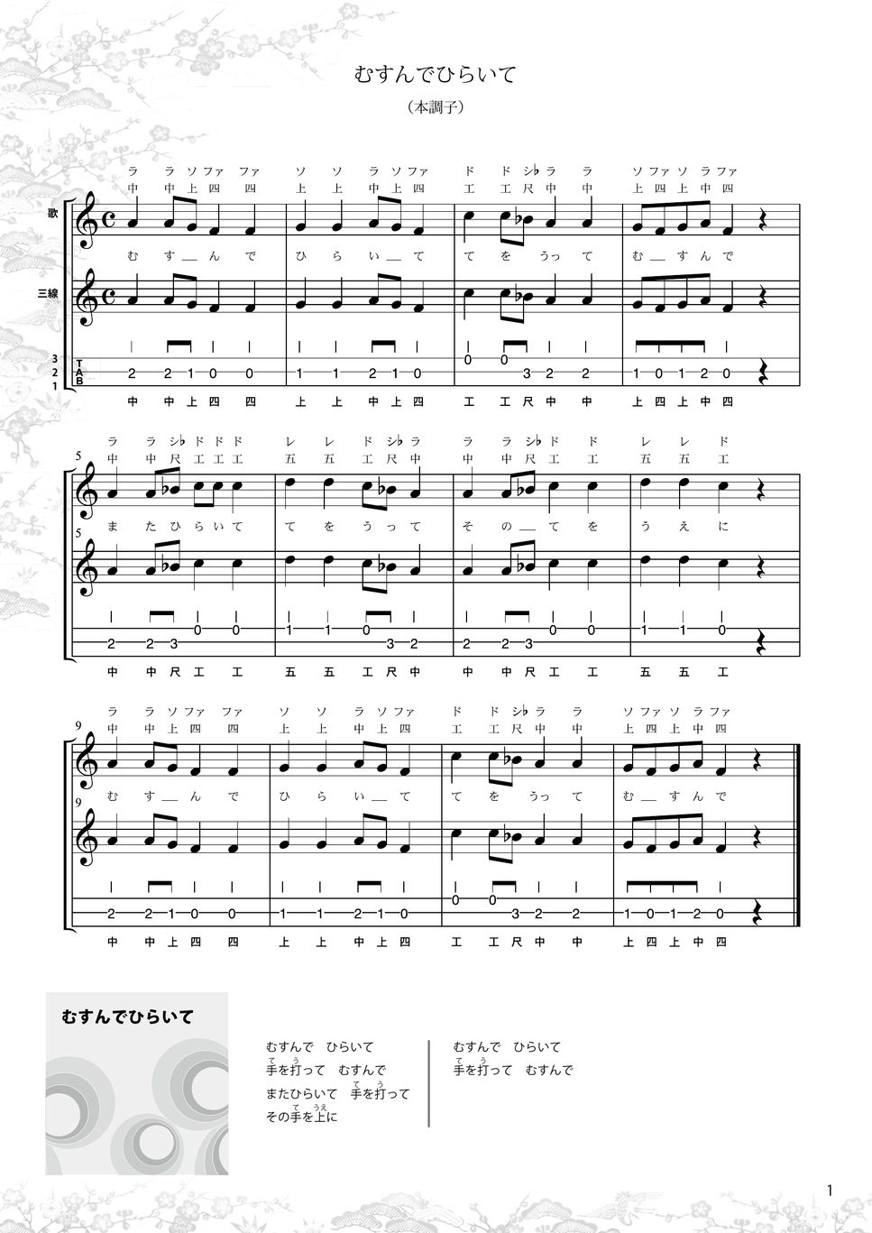 YAMAUCHI MASAYA - MUSUNDE HIRAITE (Play Along Okinawa Sanshin (Sheet ...