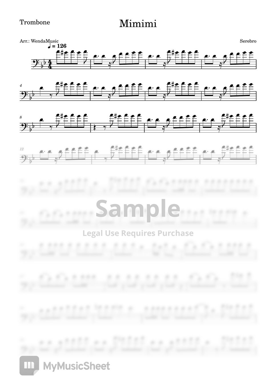 Serebro - Mimimi (Trombone) Sheets by WendaMusic