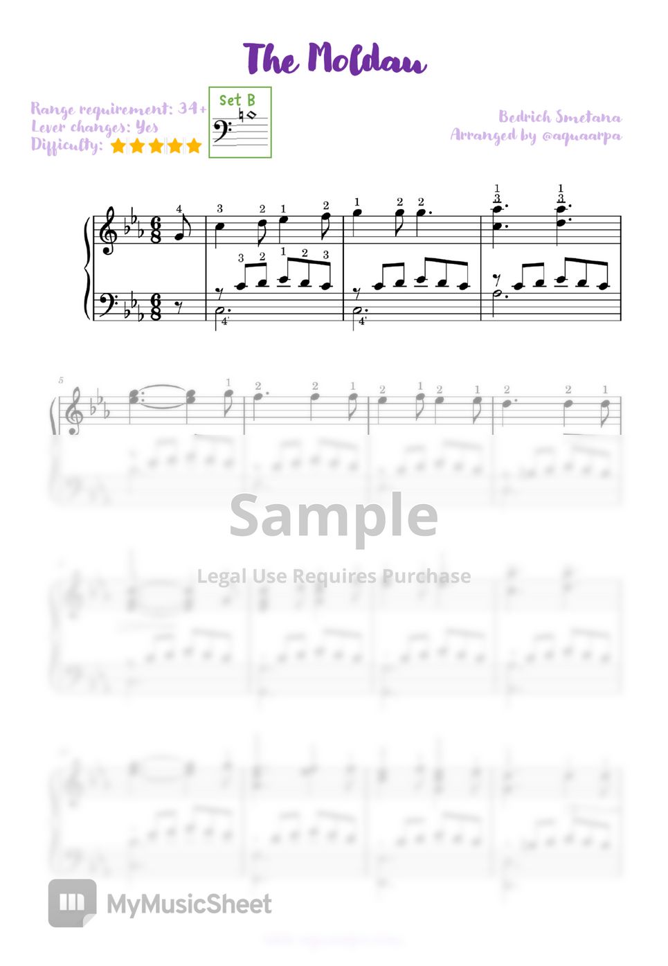 Bedrich Smetana - The Moldau Sheet Music by aquaarpa