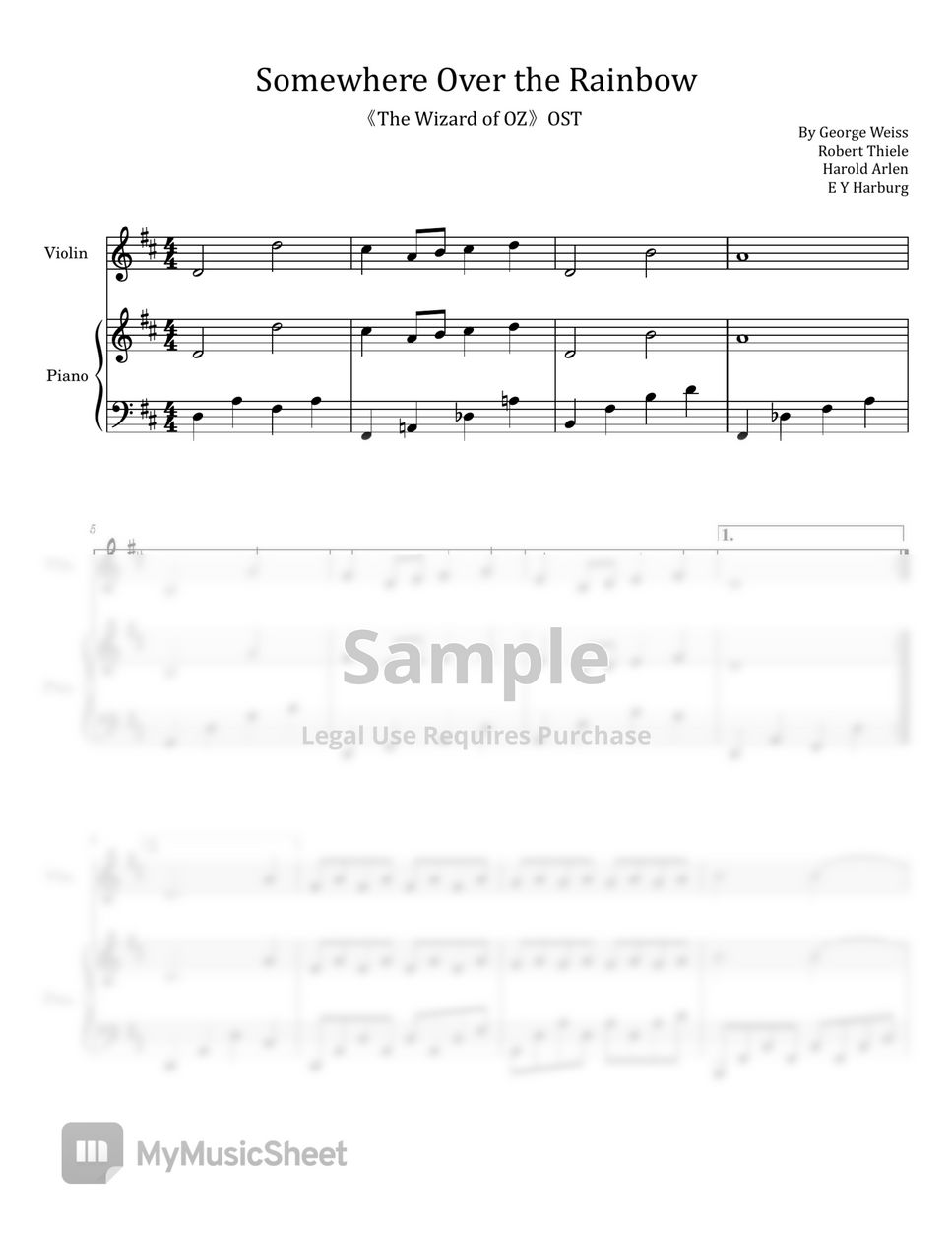 George Weiss, Robert Thiele, Harold Arlen, E Y Harburg - Somewhere Over ...