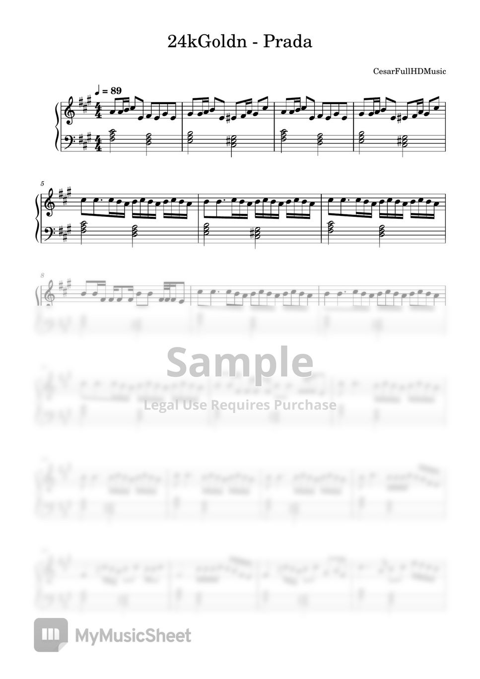 Lil Tecca,24kGoldn - Prada 악보