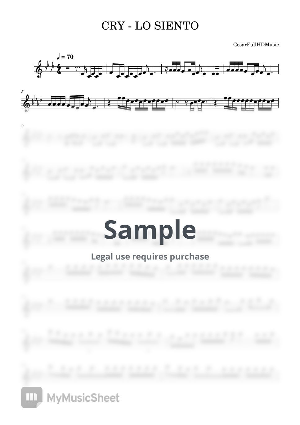 CRY - LO SIENTO Sheets