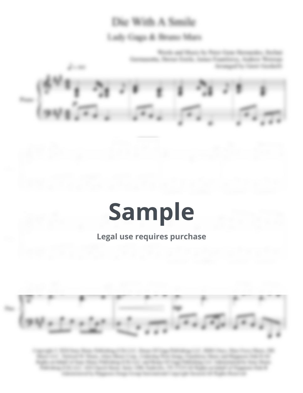 Lady Gaga & Bruno Mars - Die With A Smile Sheet Music by Genti Guxholli