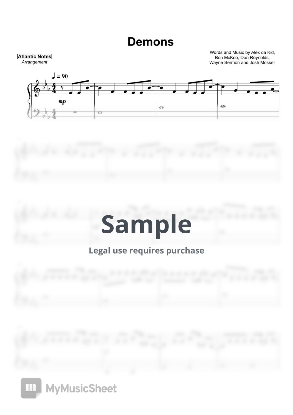 Imagine Dragons - Demons 악보 by Atlantic Notes