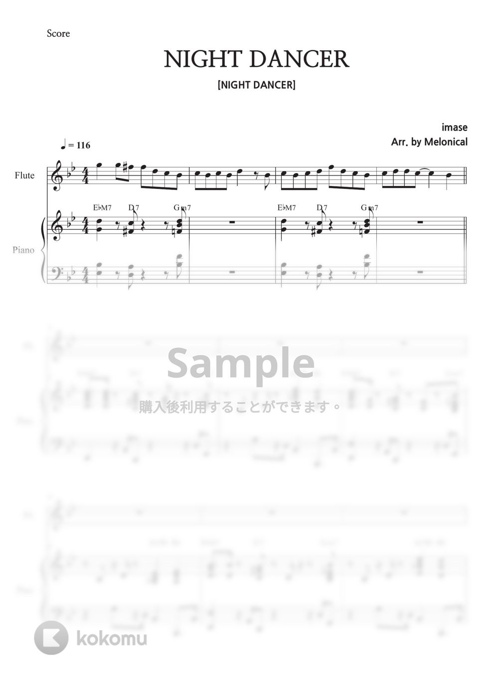 Imase - Night Dancer (Ensemble) 楽譜 by Melonical