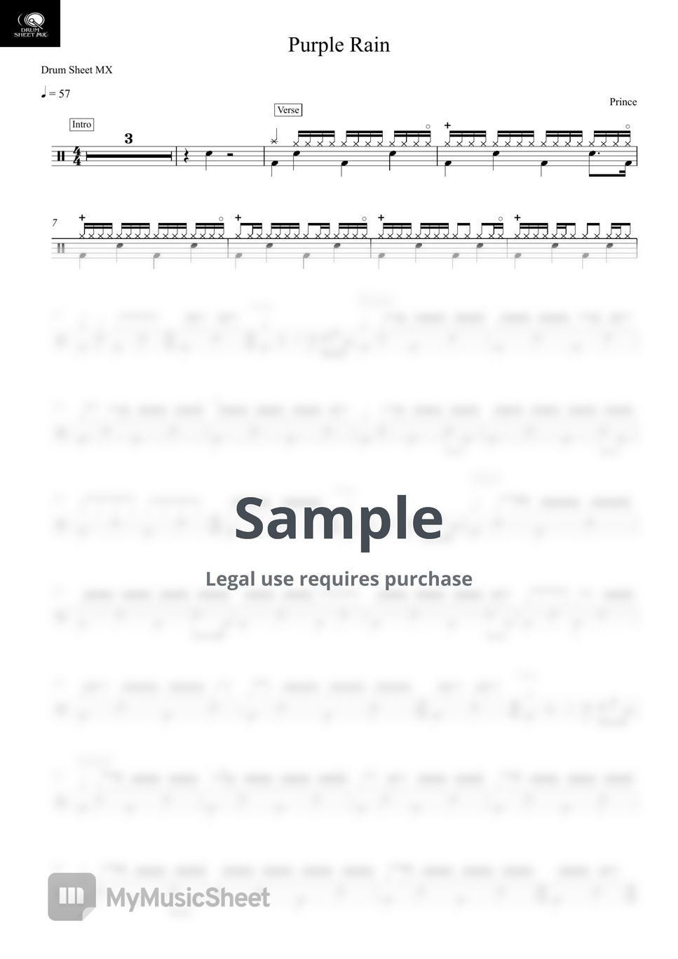 Prince - Purple Rain Sheets by Drum Sheet MX