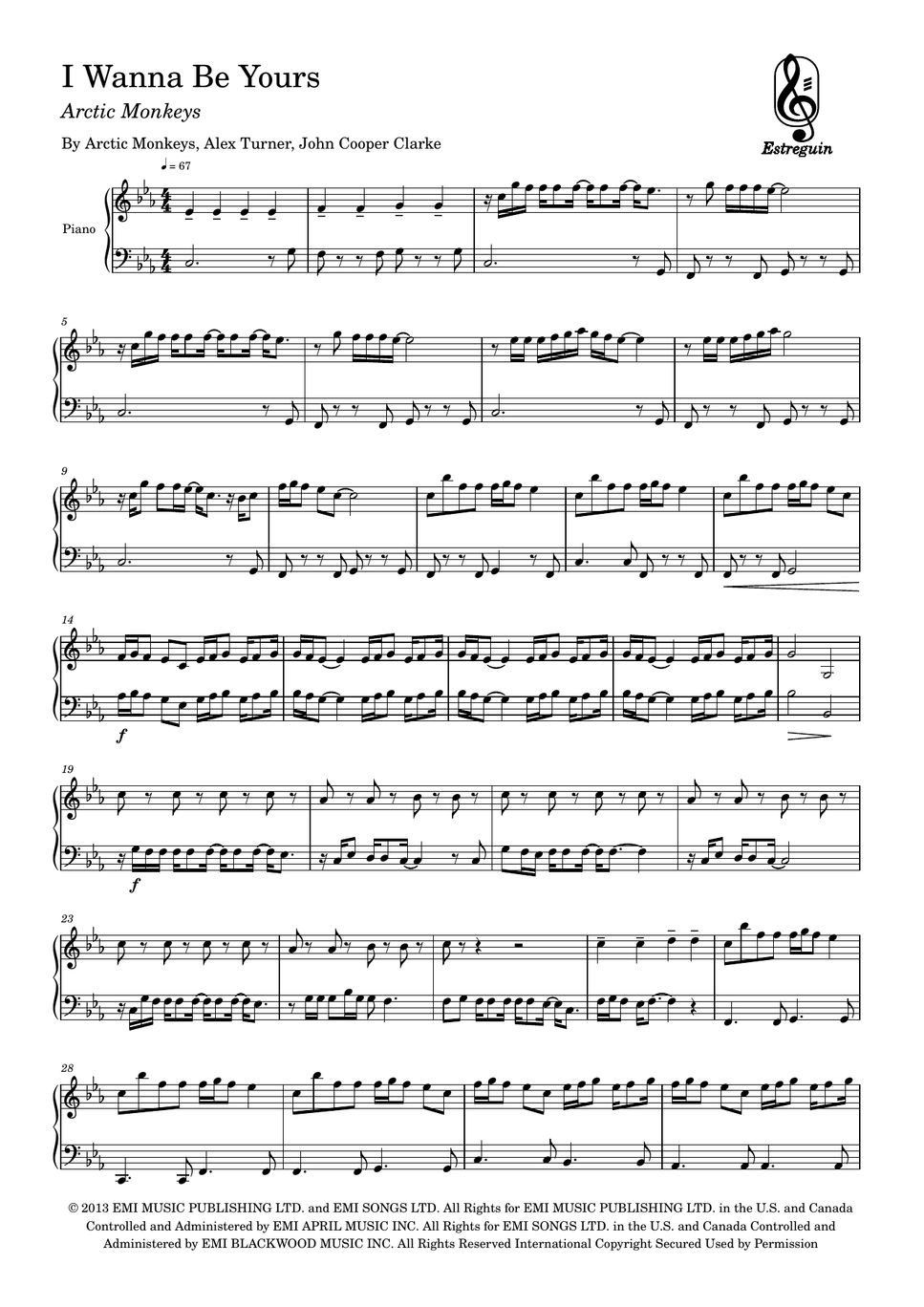 Arctic Monkeys - I Wanna Be Yours (Piano) Sheet Music by Estreguin ...