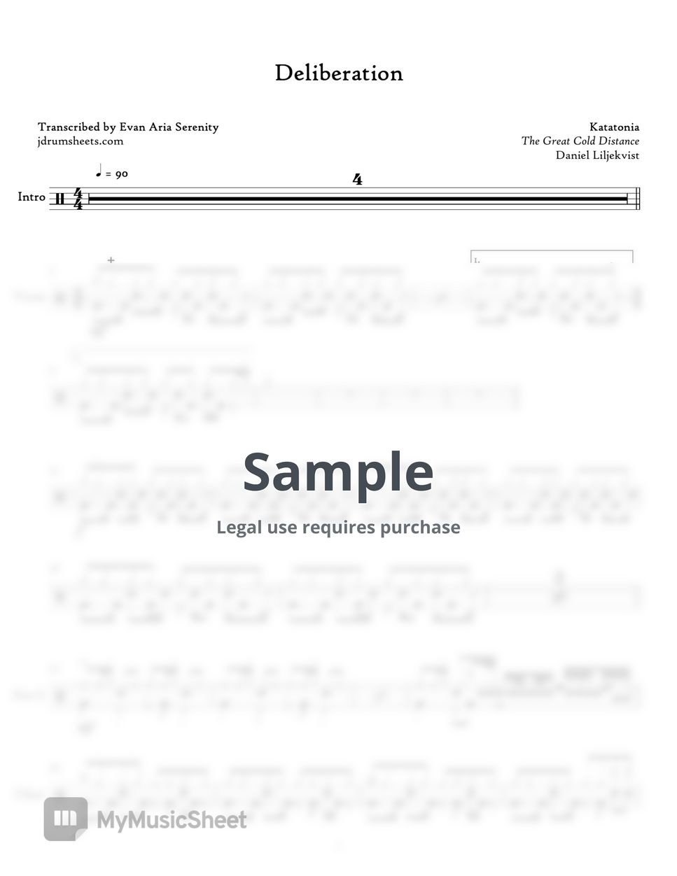 Katatonia - Deliberation Sheets by Jaslow Drum Sheets