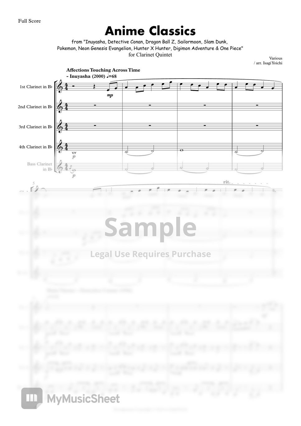 Various - Anime Classics Sheets by Isagi Yoichi