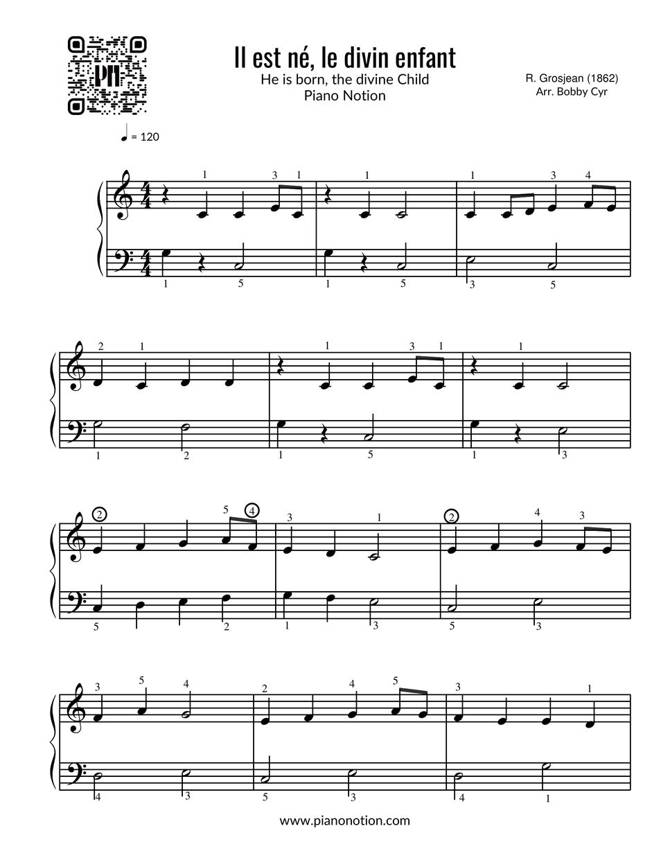 Il est né, le divin enfant - He is born, the divine Child (piano facile ...