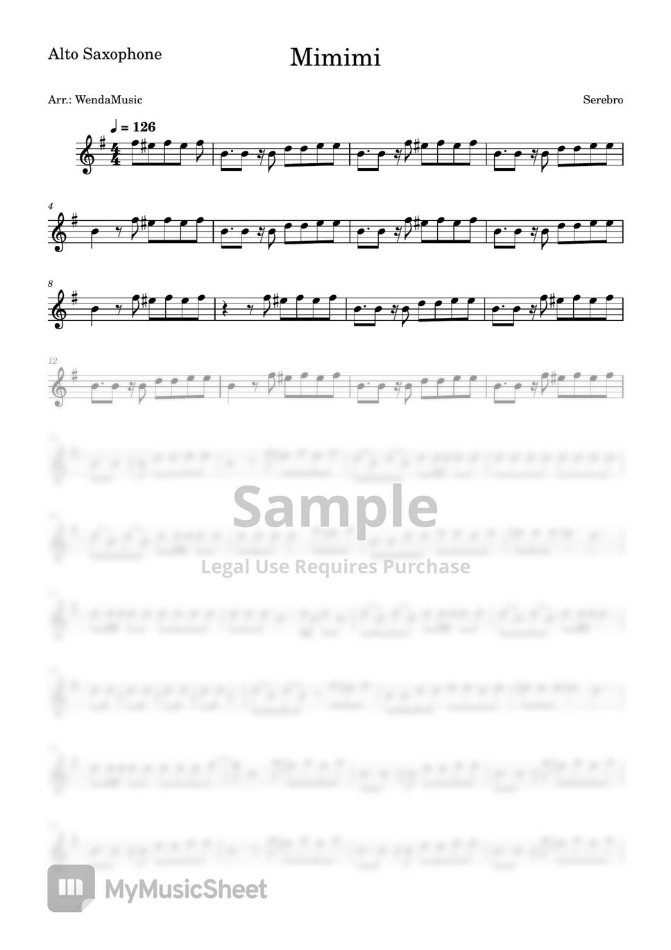 Serebro - Mimimi (Alto Saxophone) Sheets by WendaMusic