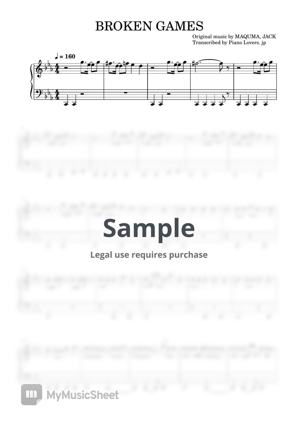 FZMZ - BROKEN GAMES (Shangri-La Frontier) Sheets by Piano Lovers. jp