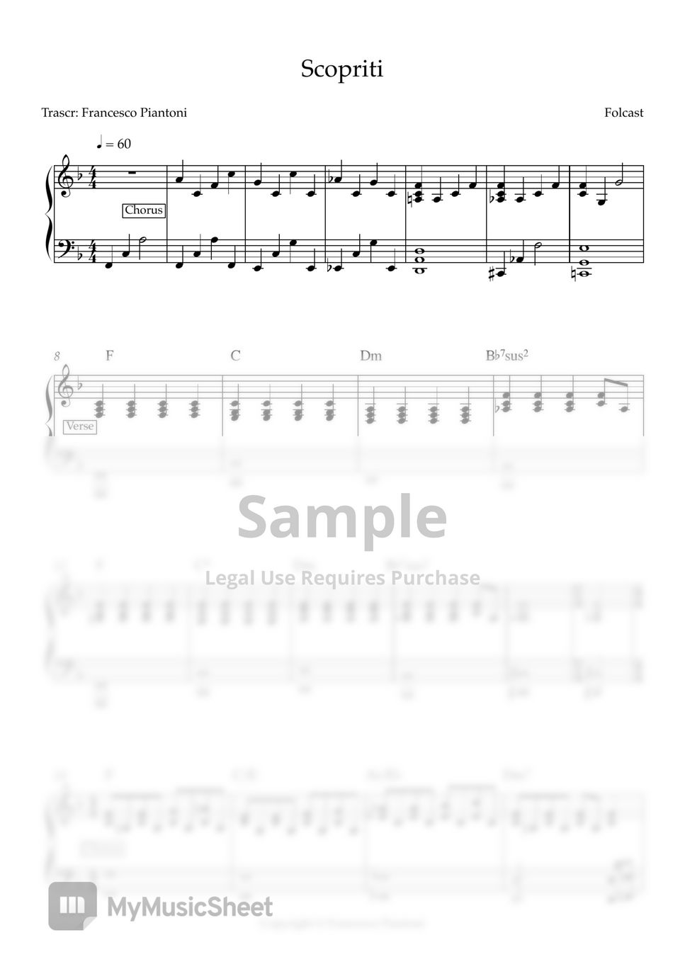Folcast - Scopriti (Spartito pianoforte) Sheets by Francesco Piantoni