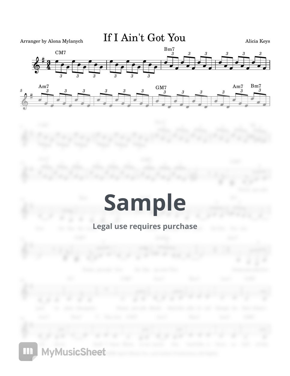 Alicia Keys - If I Ain't Got You Sheet Music by Alona Mylanych