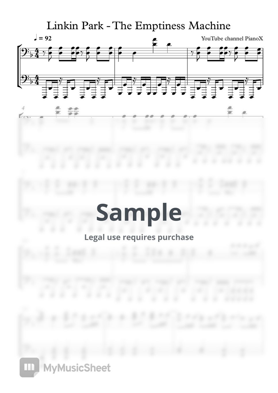 Linkin Park - The Emptiness Machine Piano Sheet Music PDF | PianoX ...