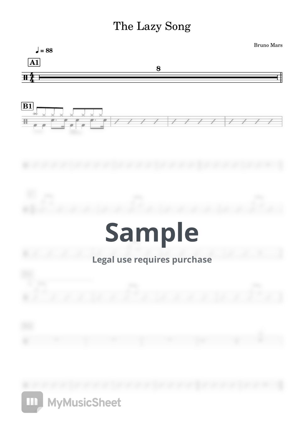 Bruno Mars - The Lazy Song 악보 by 採譜