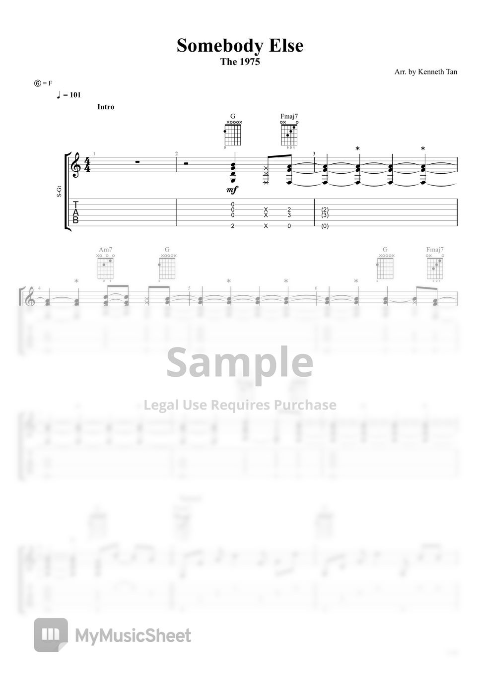 The 1975 | Fingerstyle Guitar - Somebody Else Sheet Music by Kenneth ...