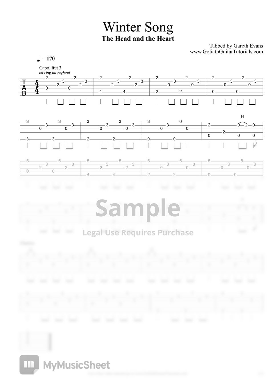 The Head And The Heart - Winter Song Sheets by Goliath Guitar Tutorials