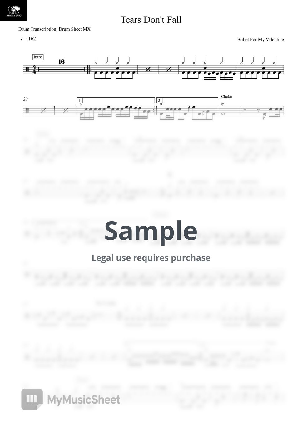 Bullet For My Valentine - Tears Don't Fall Sheets by Drum Transcription ...