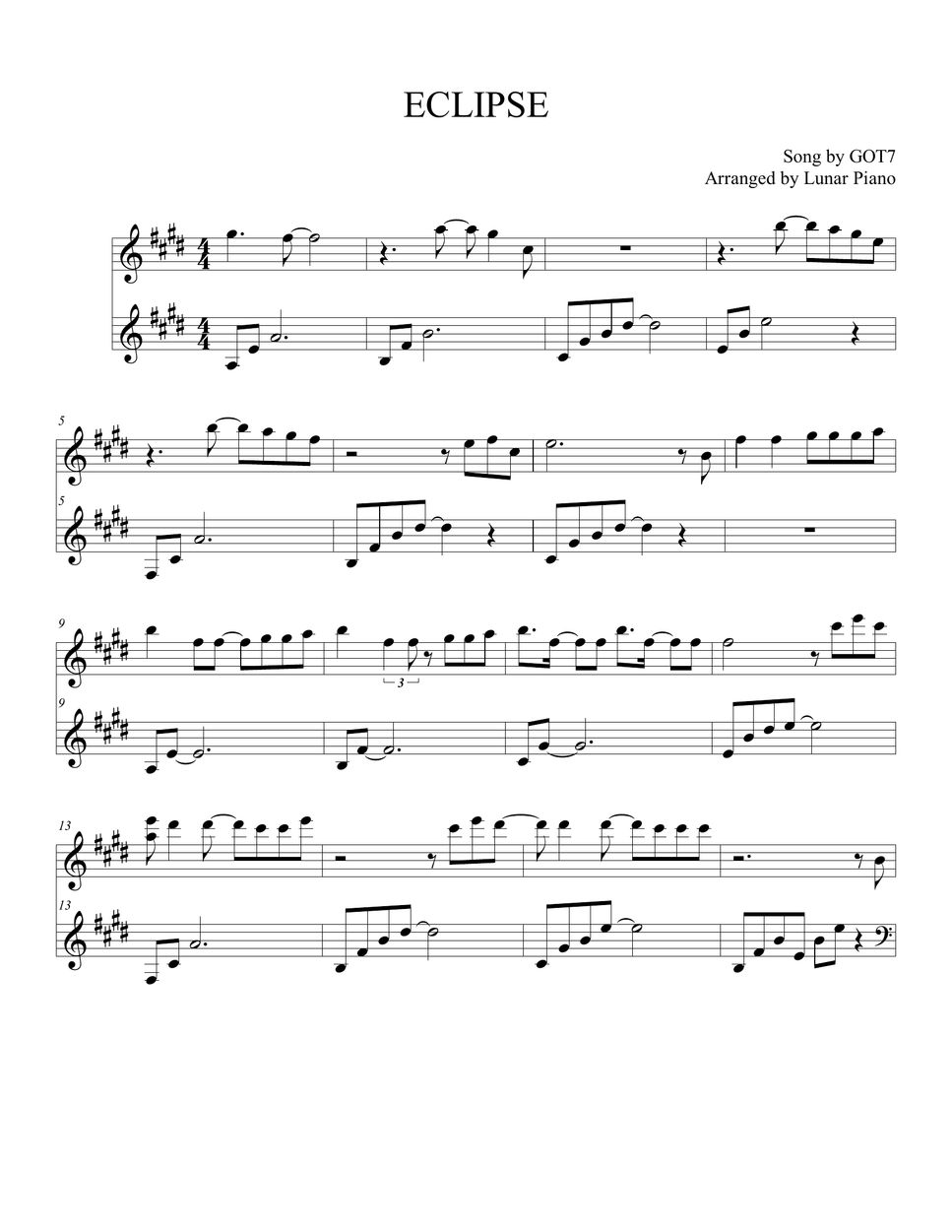 GOT7 - ECLIPSE by Lunar Piano Лист