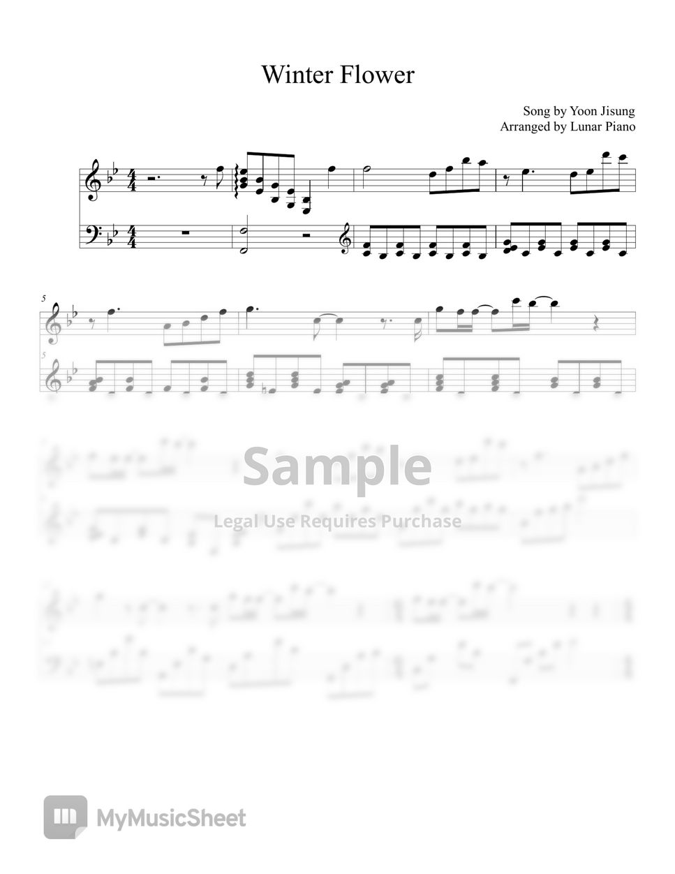 Yoon Jisung - Winter Flower by Lunar Piano 악보