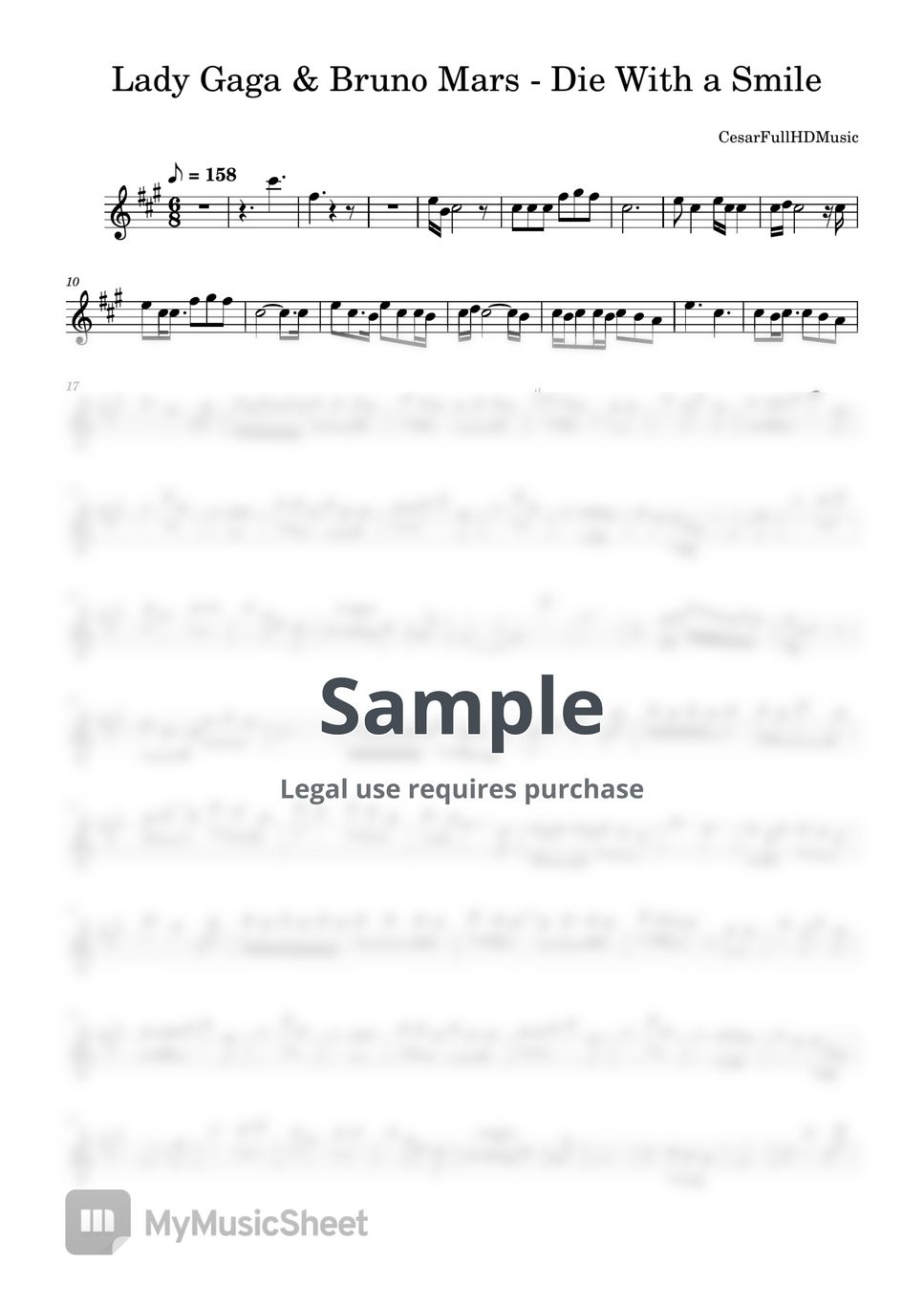 Lady Gaga & Bruno Mars - Die With a Smile Sheets