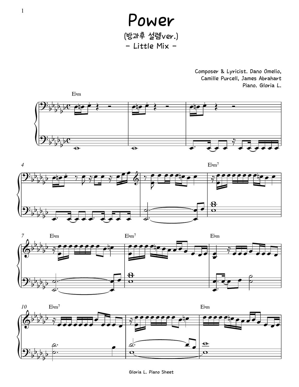 Little Mix - Power (방과후 설렘ver.) Sheet by Gloria L.