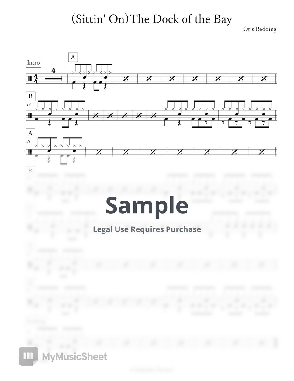 Otis Redding - (Sittin' On)The Dock of the Bay Sheets by Arkadia Drums