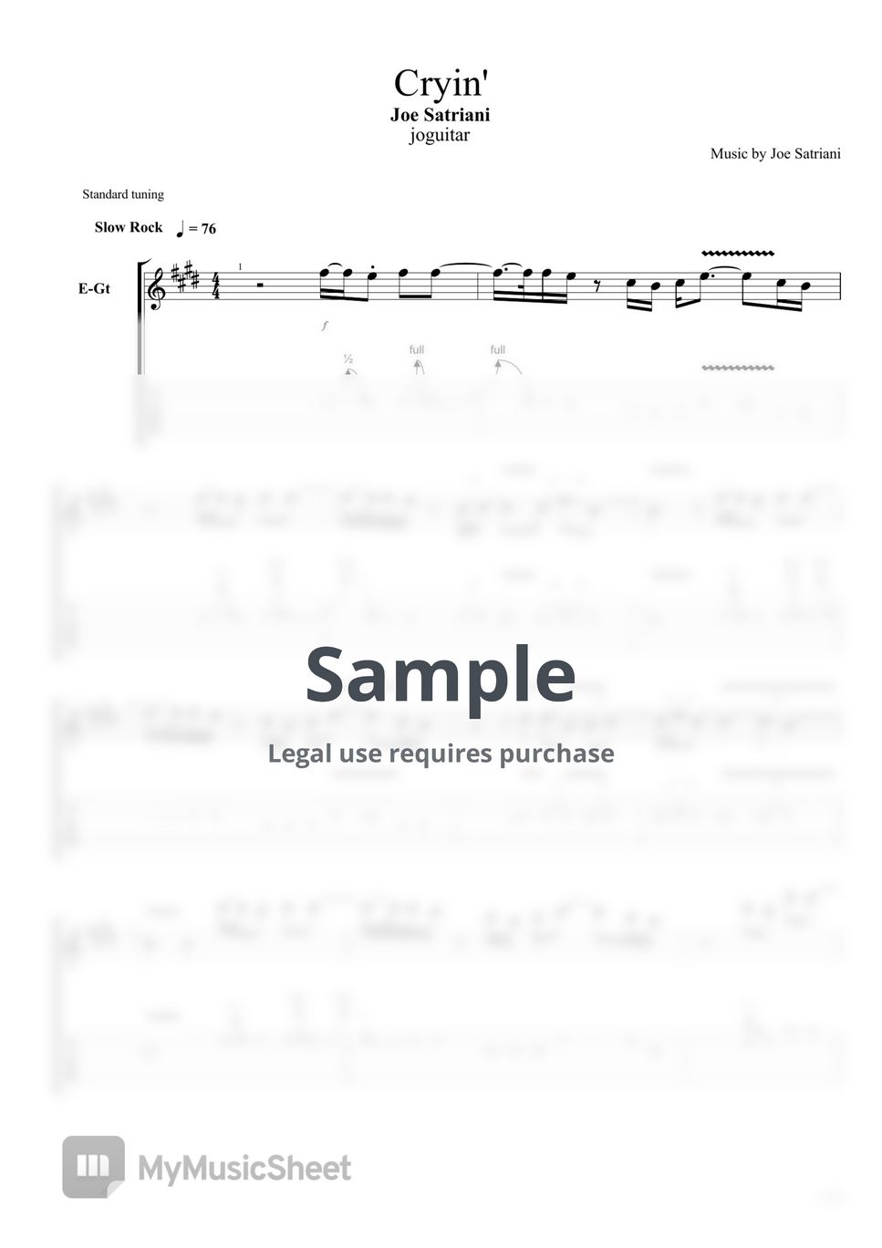 joesatriani - Cryin Tab + 1staff by joguitar