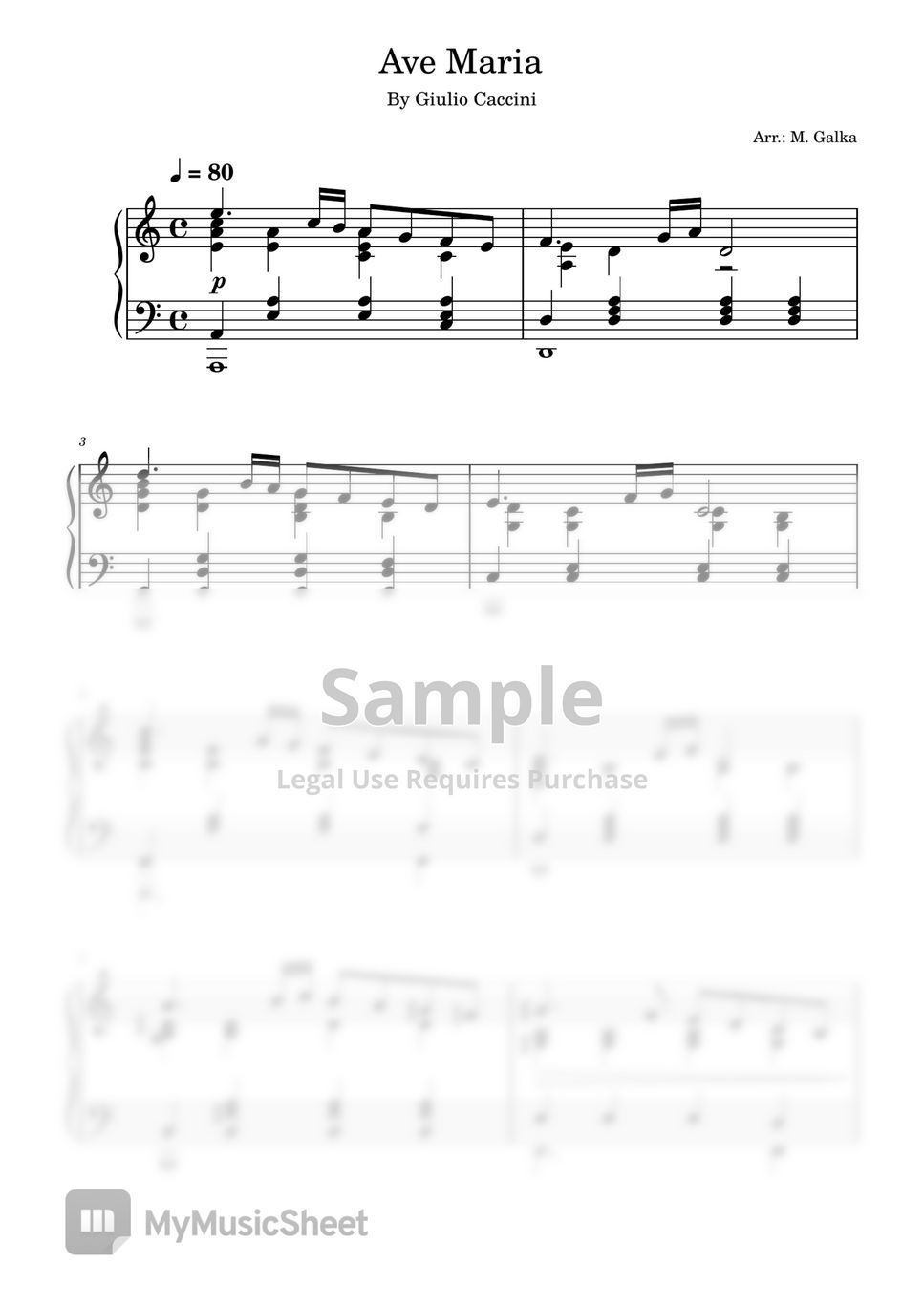 Giulio Caccini - Ave Maria Partitura by M. Galka