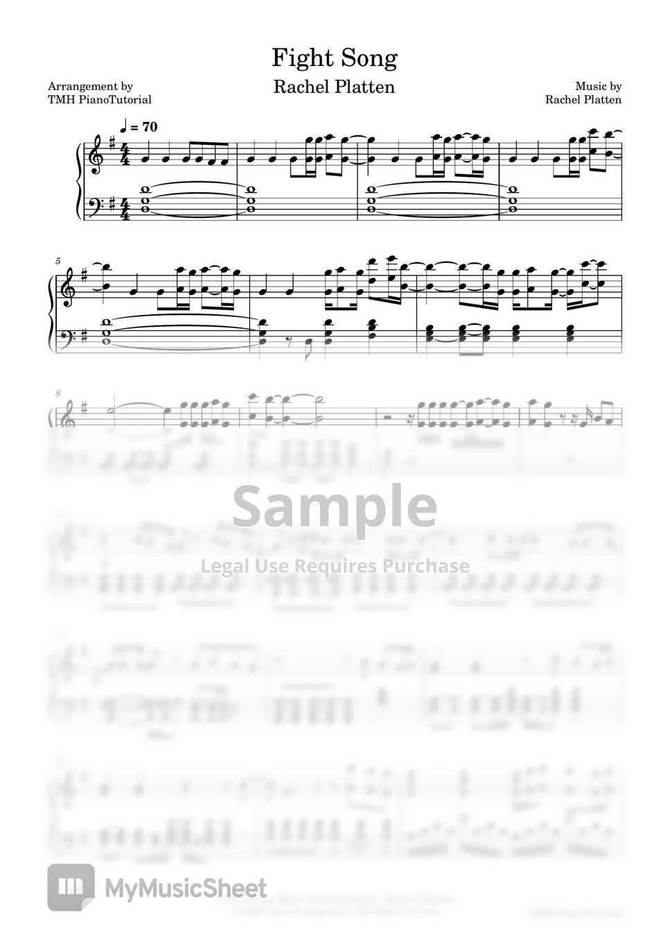 Rachel Platten - Fight Song Sheets by TMH PianoTutorial