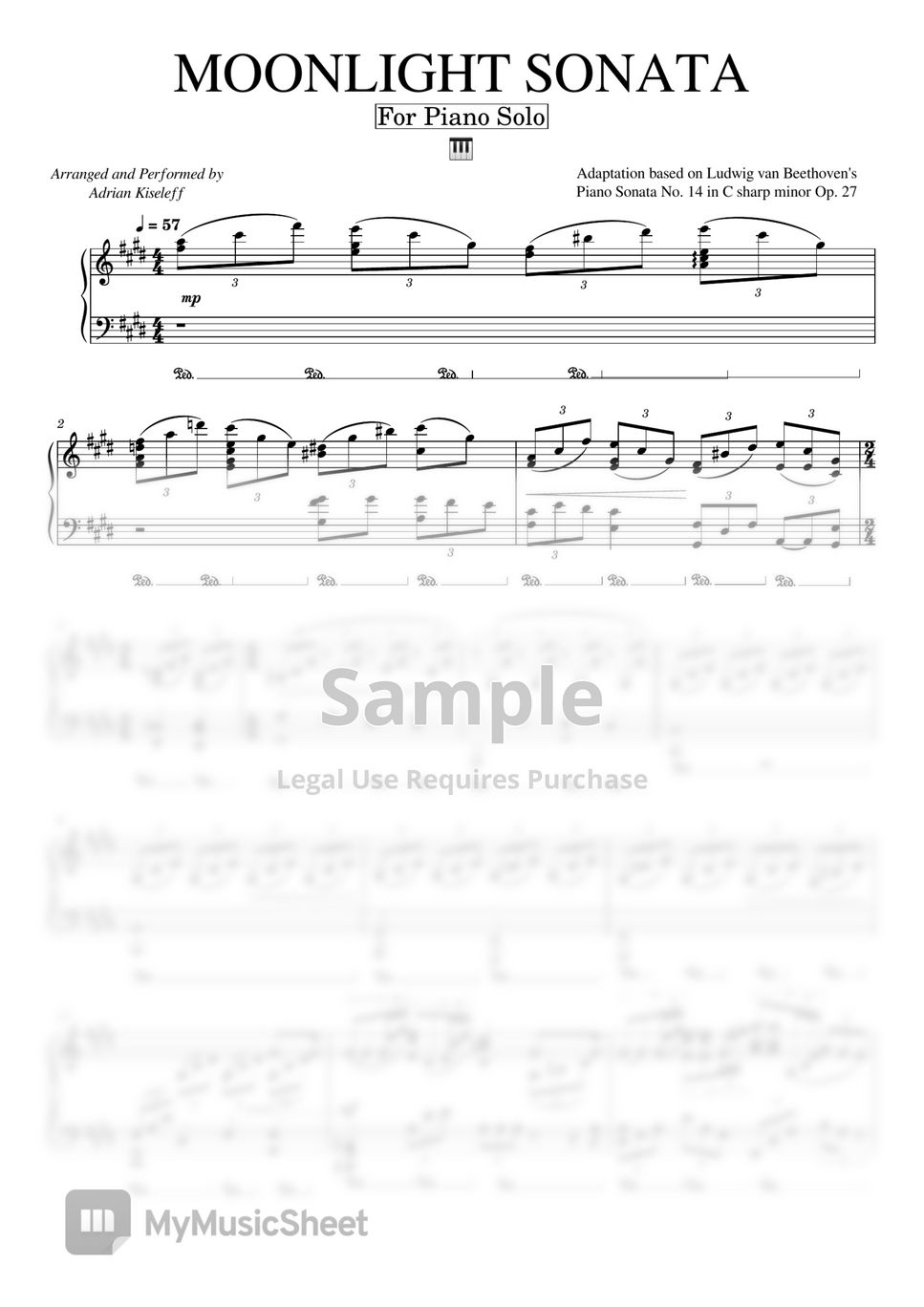 Moonlight Sonata (For Piano Solo) 악보 by Adrian Kiseleff