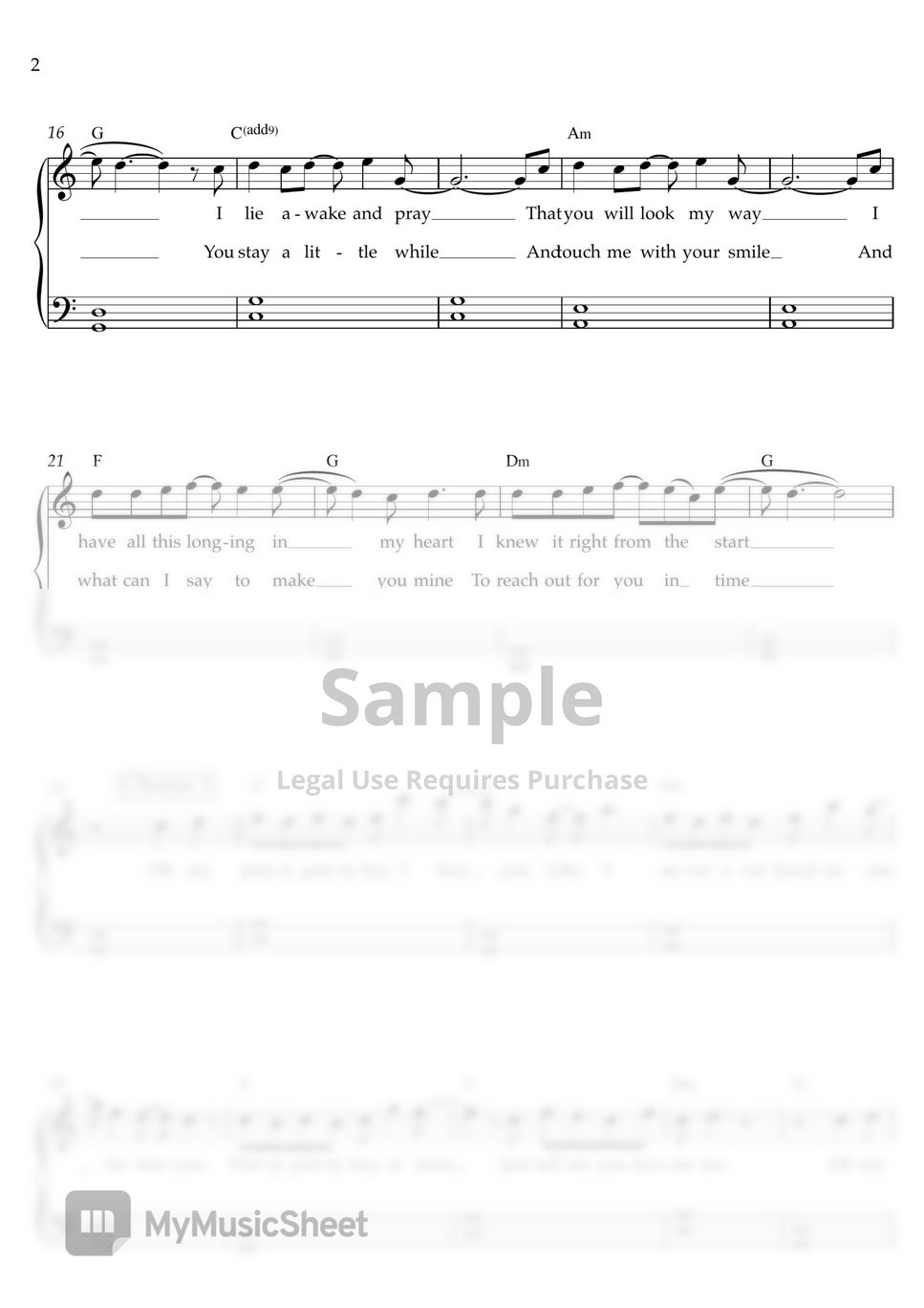 M2M - Pretty Boy (Easy Version) Sheet Music by C Piano