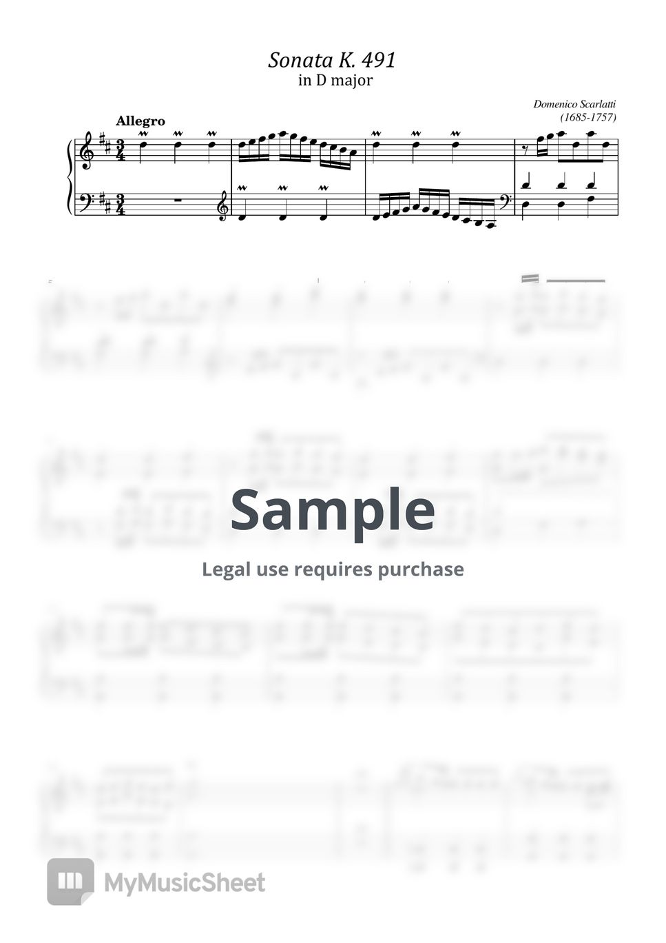 Domenico Scarlatti - Keyboard Sonata in D major, K.491 (Original For ...