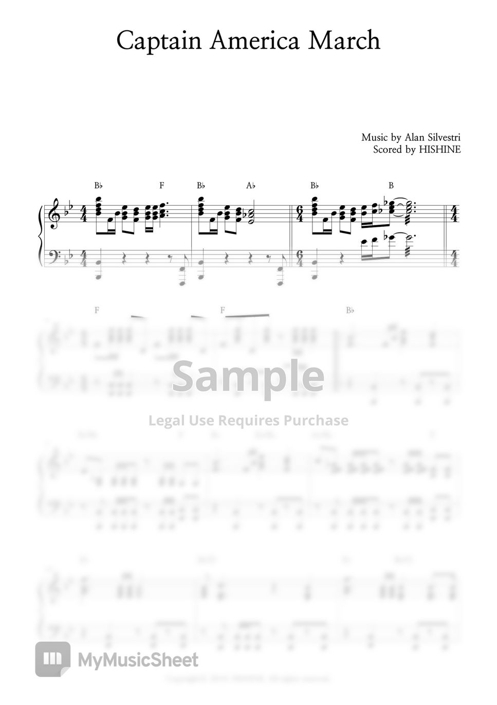 Alan Silvestri - Captain America March Piano Sheet Music 악보