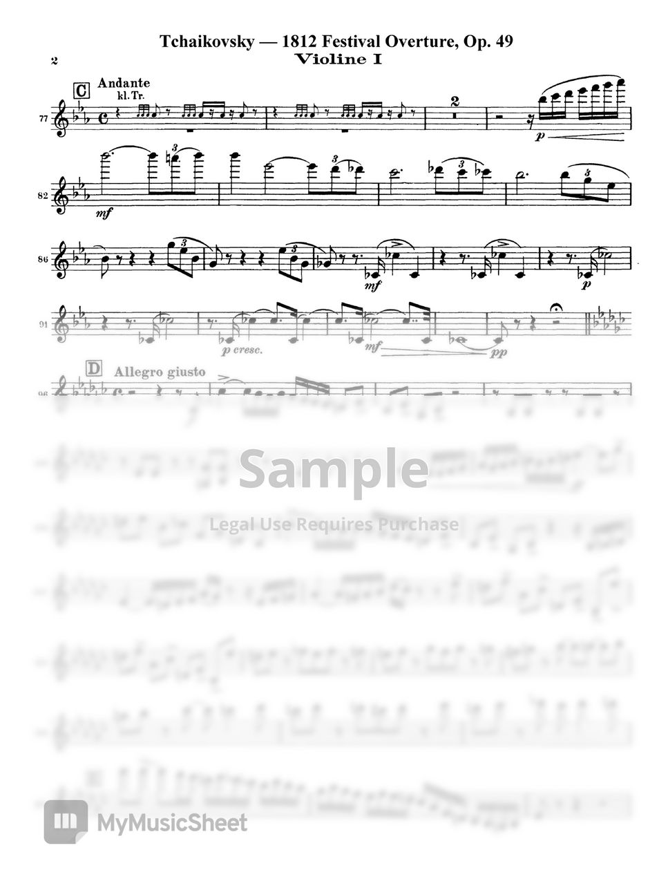 P.I.Tchaikovsky - 1812 Overture Sheet Music by Original Sheet