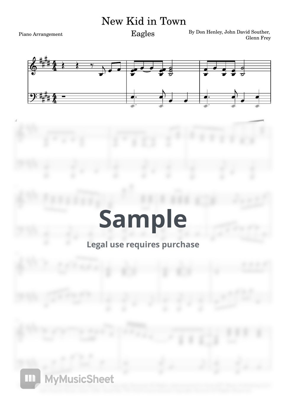 The Eagles - New Kid in Town Sheets by Piano Go Life