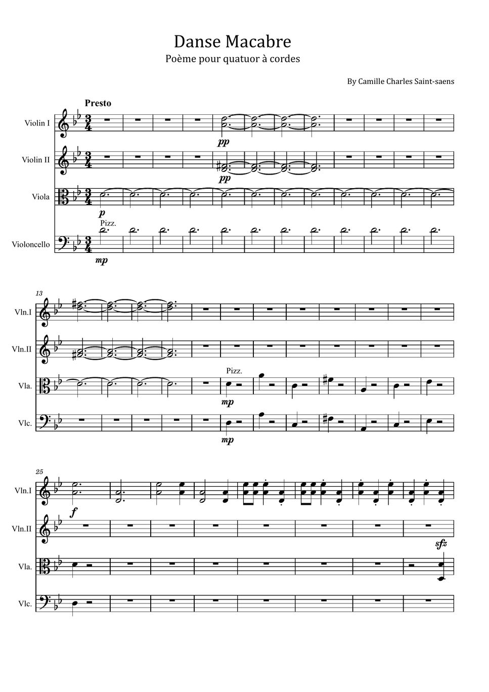 Saint-saens - Danse Macabre (for string quartet - Saint-saens - 骷髅之舞 ...