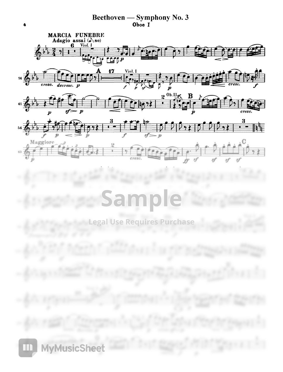 J.Brahms - Symphony No. 1 (2nd mov. Solo Part) Partition musicale by Original Sheet