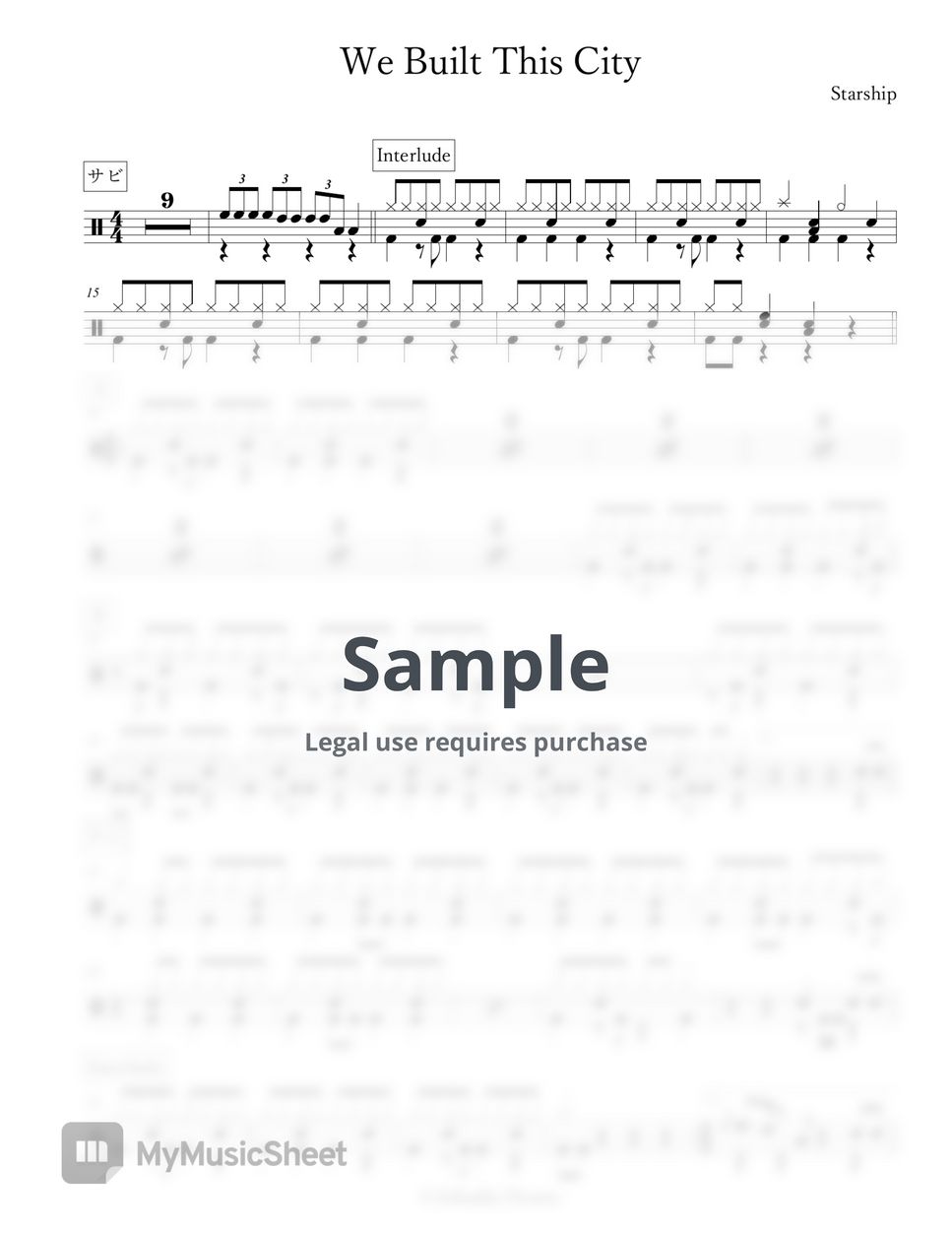 Starship - We Built This City Sheet Music by Arkadia Drums